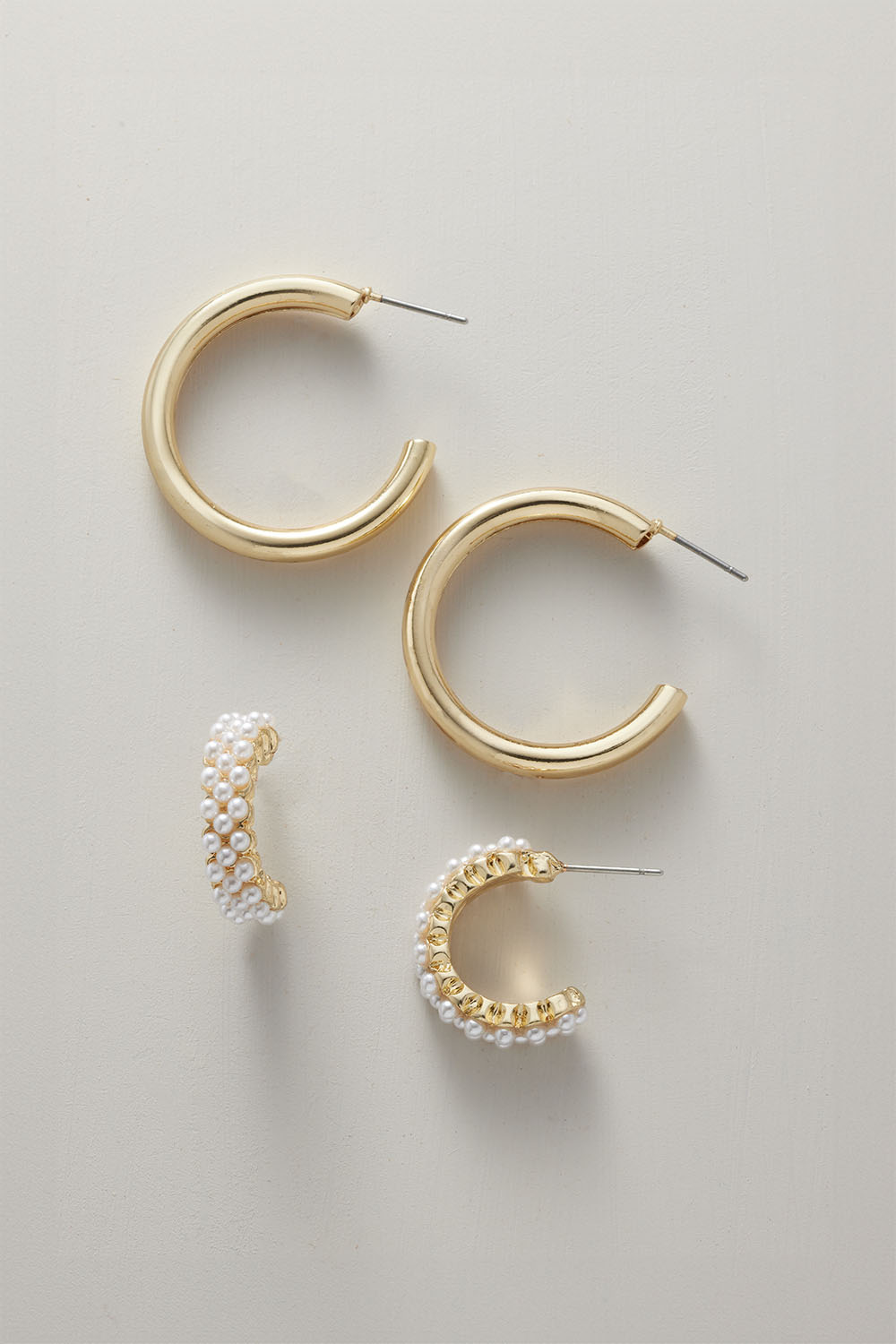 Earring Gold Hoop With Pearl Set Of 2 | Fashion Accessories | Sweet ...